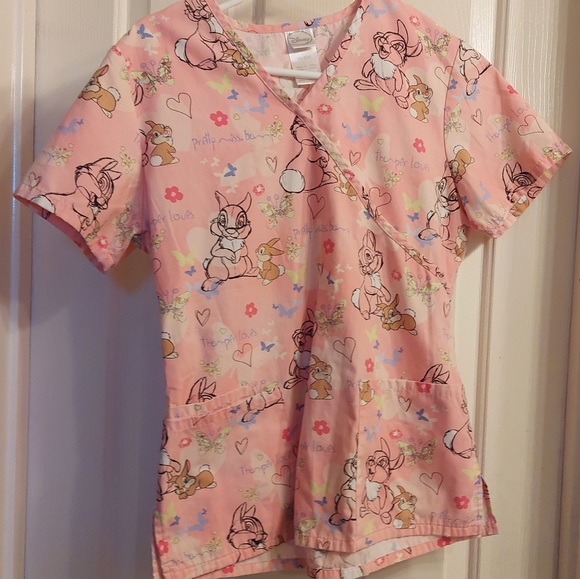 Disney | Tops | Disney Pink Thumper Rabbit Scrub Top Extra Small Xs ...